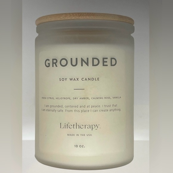 LifeTherapy | Accents | Grounded Soycandle Fresh Citrus Heliotropedry Amber Calming Rose Vanilla ...